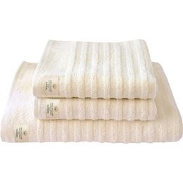 Dyckhoff Handtuch Set &raquo;Wecycled&laquo; 2 Handt&uuml;cher (50x100cm), 1 Duschtuch (70x140cm) beige Walkfrottier, Walkfrottier