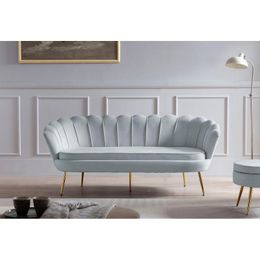 Salesfever 3-Sitzer &raquo;Clam Komfortsofa&laquo; Extravagantes Muscheldesign: 180 cm Breite grau Samtvelours (100% Polyester)