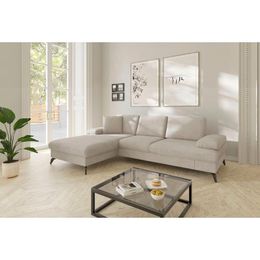 Sit & More sit&more Ecksofa &raquo;Morris Jubi L-Form, B: 247 cm&laquo; mit Armteilfunktion & 1 Zierkissen, optional Bettfunktion beige 100% Polyester