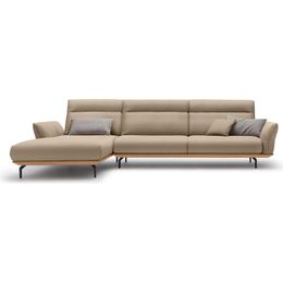 Creation BY ROLF BENZ Ecksofa &raquo;CR.460&laquo; Sockel in Eiche, Winkelf&uuml;&szlig;e in Umbragrau, Breite 338 cm beige NaturLEDER OSKAR (echtes Rindsleder)