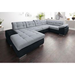 Sit & More sit&more Wohnlandschaft &raquo;Ontario U-Form&laquo; XXL, wahlweise mit Bettfunktion grau Luxus-Microfaser (Variante 2: 90% Polyester, 10% Polyamid);Flachgewebe (