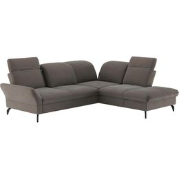 Sit & More sit&more Ecksofa &raquo;Leandro L-Form&laquo; Wahlweise mit Bett-, Kopfteil - und Armlehnfunktion, sowie Stauraum braun 100% Polyester