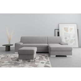 DOMO collection Ecksofa &raquo;Anzio L-Form, whlw. Bettfunktion, Federkern, hochwertig, Breite 271 cm&laquo; Ohne Bettfunktion, Recamiere rechts, Samtoptik, grau 