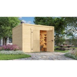 Weka Gartenhaus &raquo;Batu/Fynn 3&laquo; 28 mm starke Blockbohlen beige Massivholz