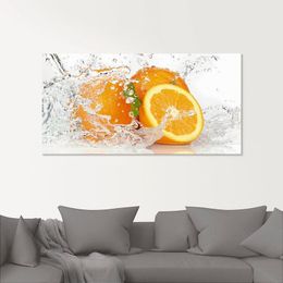 Artland Glasbild &raquo;Orange mit Spritzwasser&laquo; S&uuml;&szlig;speisen 1 Stk. tlg. in verschiedenen Gr&ouml;&szlig;en orange