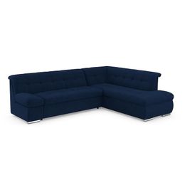 DOMO collection Ecksofa &raquo;Mona L-Form bequem und komfortabel, Breite 271cm, L-Form&laquo; wahlweise mit Bett- und Armlehnfunktion blau Struktur fein 100% 