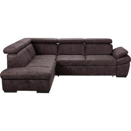 exxpo - sofa fashion Ecksofa &raquo;Salerno, Funktionssofa, hoher Sitzkomfort, Breite 268cm, L-Form&laquo; inkl. Kopf- und Armteilverstellung, wahlweise mit 