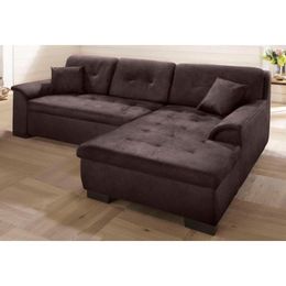 Home Affaire Ecksofa &raquo;Bergen zeitlos & elegant, Breite 267cm, L-Form&laquo; wahlweise mit Bettfunktion L-Form braun MELROSE /Struktur (100% Polyester);