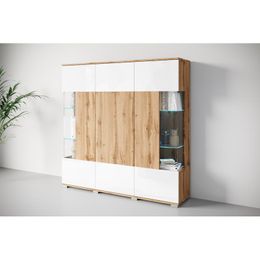 OTTO home Highboard &raquo;Kenia&laquo; 1 Stk. tlg. Modernes Highboard, mit Glast&uuml;ren, Breite 135 cm wei&szlig; FSC -zertifizierter Holzwerkstoff, Glas, Hartfaserplatte
