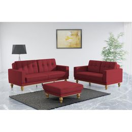 Sit & More sit&more 3-Sitzer &raquo;Orient 5&laquo; mit Strass-Stein, wahlweise mit Bettfunktion und Bettkasten rot 100% Polyester
