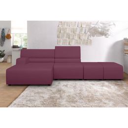 Egoitaliano Ecksofa &raquo;Babouche, Designsofa mit au&szlig;ergew&ouml;hnlichem Sitzkomfort zum Wohlf&uuml;hlen&laquo; lila Leder NUVOLE (Echtes Rindsleder). Halbnat&uuml;rliches, halbnarbiges 