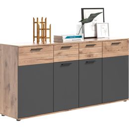 Home Affaire Sideboard &raquo;Riga, Breite 180cm, 4 T&uuml;ren, 2 Schubk&auml;sten, 6 Einlegeb&ouml;den, 10 F&auml;cher&laquo; hochwertige Rillenfr&auml;sung, mit Softclose, Kommode, 