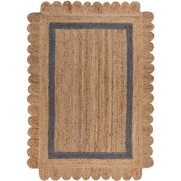 FLAIR RUGS Teppich &raquo;Grace aus Jute mit Muschelrandsaum&laquo; rechteckig 7 mm H&ouml;he aus 100% Jute, fu&szlig;bodenheizungsgeeignet, mit Bord&uuml;re beige Jute