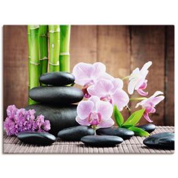 Artland Wandbild &raquo;Spa Konzept Zen Steinen Orchideen&laquo; Zen 1 Stk. tlg. als Leinwandbild, Poster in verschied. Gr&ouml;&szlig;en pink Leinwand