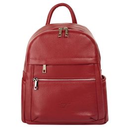 Samantha Look Damen Cityrucksack echt Leder, Made in Italy rot B/H/T: 24cm x 30cm x 9cm, onesize