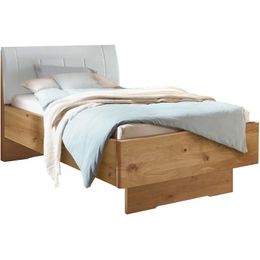 Wiemann Holzbett &raquo;Cardiff, Bettgestell, Bettrahmen, teilmassiv, mit Polsterkopfteil&laquo; Belastbarkeit 110/220 Kg, 4-fache h&ouml;henverstellbar, MADE IN 