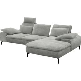 W.Schillig Ecksofa &raquo;valentinoo, Designsofa, bequem, elegant und zeitlos, L-Form&laquo; inklusive Hocker, mit Sitztiefenverstellung, Breite 299 cm grau 