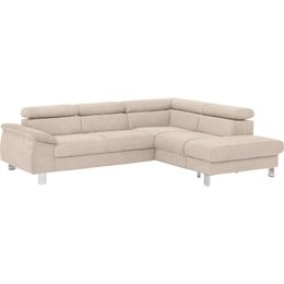 COTTA Ecksofa &raquo;Komaris L-Form, B: 249 cm&laquo; mit Kopfteilverstellung, optional Bettfunktion, Bettkasten & Licht beige Microfaser PRIMABELLE (100% 