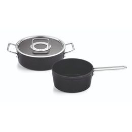 Fissler Topf-Set &raquo;Adamant &laquo; Set, Bratentopf 24 + Stielkasserolle 18cm oD, 2 Stk. tlg. Aluminium schwarz