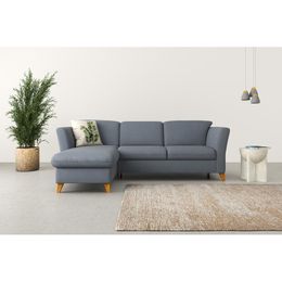 Home Affaire Ecksofa &raquo;Trelleborg L-Form&laquo; Federkern-Polsterung, wahlweise mit Bettfunktion und Bettkasten blau 100% Polyester