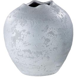 Gilde Tischvase &raquo;Barcelos, H&ouml;he ca. 29 cm&laquo; dekorative Vase aus Keramik, Blumenvase silber Keramik