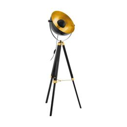 Eglo Stehlampe &raquo;COVALEDA Stehlampe, Holz und Stahl, E27, IP20, Industrial, Lampe&laquo; E27 1 Stk. Stehleuchte, H164 x &Oslash;55 cm, schwarz, messing, gold, 1X60W