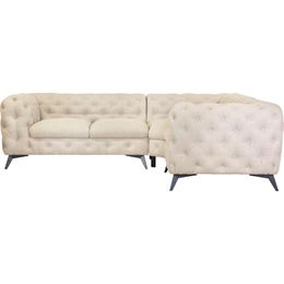 Home Affaire Chesterfield-Sofa &raquo;Ecksofa GLYNIS L-Form mit Wellenunterfederung, Ma&szlig;e B/T/H 264/204/75cm&laquo; aufw&auml;ndige Knopfheftung, moderne Chesterfield 