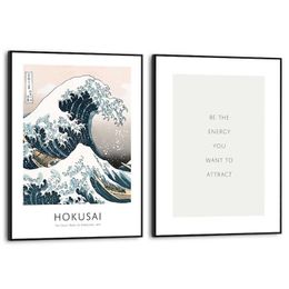 Reinders Poster &raquo;Energy&laquo; Wohnzimmer - Hokusai - Blau - MDF - Kunst - 30x40 cm blau
