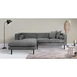 Home Affaire Ecksofa &raquo;Lillibeth L-Form Designsofa, Ma&szlig;e B/T/H: 240/173/83 cm&laquo; Zierkissen als Wendekissen, in Samtoptik oder Cord grau 100% Polyester