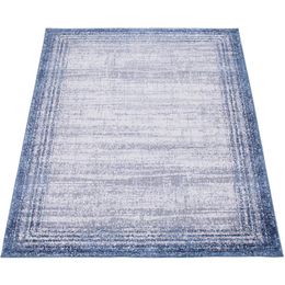 Paco Home Teppich &raquo;Catania 842&laquo; rechteckig 13 mm H&ouml;he Kurzflor, meliert, modernes Design, mit Bord&uuml;re blau Polyester, Polypropylen