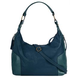 Samantha Look Damen Shopper echt Leder, Made in Italy blau