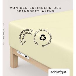 Schlafgut Spannbettlaken &raquo;PURE BOXSPRING in Gr. 90x200, 140x200 oder 180x200, f&uuml;r Boxspringbett&laquo; aus Bio-Baumwolle, f&uuml;r Matratzen bis 40 cm H&ouml;he, Bettlaken gelb