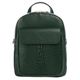 CLUTY Damen Cityrucksack echt Leder, Made in Italy gr&uuml;n B/H/T: 26cm x 22cm x 9cm, onesize