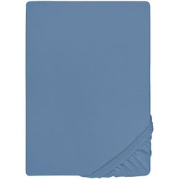 Biberna Spannbettlaken &raquo;Thea&laquo; aus Baumwolle, f&uuml;r Matratzen bis 25 cm H&ouml;he, Bettlaken, Spannbetttuch blau Jersey-Elasthan, Obermaterial: 97% Baumwolle, 3% 