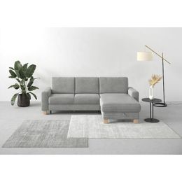 Home Affaire Ecksofa &raquo;Summer L-Form&laquo; mit Recamiere, mit oder ohne Bettfunktion und Bettkasten, Cord-Bezug silber 100% Polyester