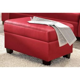DOMO collection Hocker &raquo;Norma&laquo; rot Mosel Struktur (100% Polyester);Kunstleder SOFTLUX ;Microfaser-PRIMABELLE (100% Polyester);NaturLEDER in Sitz und 