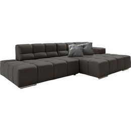 designwerk Ecksofa &raquo;Temple, Designsofa trifft hohen Sitzkomfort, L-Form&laquo; mit Sitztiefenverstellung schwarz 100% Polyester