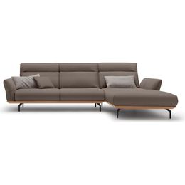 Creation BY ROLF BENZ Ecksofa &raquo;CR.460&laquo; Sockel in Eiche, Winkelf&uuml;&szlig;e in Umbragrau, Breite 318 cm beige NaturLEDER OSKAR (echtes Rindsleder)