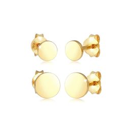 Elli Damen Ohrring-Set &raquo;Disc Pl&auml;ttchen Kreis Basic 2er Set 925 Silber&laquo; gold