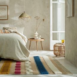 FLAIR RUGS Teppich &raquo;Medina, mit abstraktem Streifenmuster&laquo; rechteckig 12 mm H&ouml;he Boho-Look, aus Naturfasern wie Wolle & Jute bunt Baumwolle, Jute, 