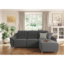 Home Affaire Ecksofa &raquo;Boston L-Form&laquo; Kopfteilverstellung an jeder Sitzfl&auml;che, wahlweise Relaxfunktion grau Struktur (100% Polyester);Luxus-Microfaser 
