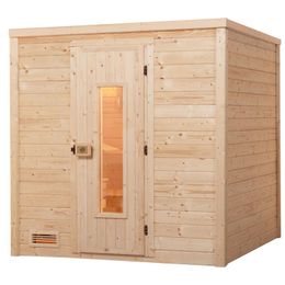 Weka Sauna &raquo;Massivholzsauna BERGEN 1&laquo; Blockbohlen, isolierte Hozt&uuml;r beige