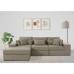 OTTO home Ecksofa &raquo;Florid L-Form&laquo; 3 Teile, bestehend aus Modulen, viele Bezugsqualit&auml;ten, auch in Cord grau Baumwollmix (60% Baumwolle/40% Leinen);