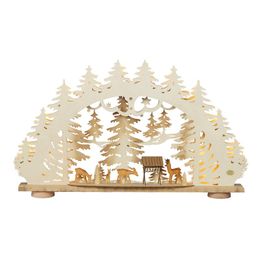 SAICO Original LED Schwibbogen &raquo;Premium-Line-Lichterbogen, Waldidylle&laquo; Premium LED-Beleuchtung, warmwei&szlig;, BxHxT: 68,5x40x6 cm Holz teilmassiv