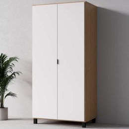 VOX Kleiderschrank &raquo;SIMPLE, W&auml;scheschrank mit 5 Einlegeb&ouml;den und 2 Kleiderstangen&laquo; B/H/T ca. 93/186/57cm, mit 2 Dreht&uuml;ren und schwarzen Griffen, Ma&szlig;e 