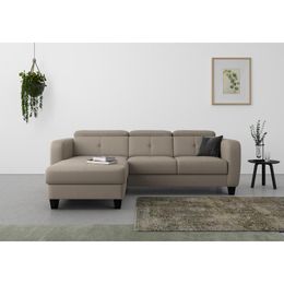 Sit & More sit&more Ecksofa &raquo;Belluci L-Form&laquo; inklusive Federkern, wahlweise mit Bettfunktion und Bettkasten braun
