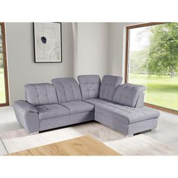 WERK2 Ecksofa &raquo;Brindisi, Multifunktion, bequem & komfortabel, Breite 263cm, L-Form&laquo; mit verstellbaren Kopfteilen, Bettfunktion & Bettkasten grau 95% 