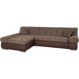 DOMO collection Ecksofa &raquo;Mona L-Form&laquo; wahlweise mit Bettfunktion braun Struktur fein 100% Polyester;Chenilleoptik 100% Polyester;SOFTLUX/Struktur fein