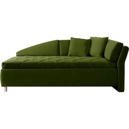 Alina Schlafsofa &raquo;Lindsay&laquo; Bettkasten, Zierkissen-Set aus: 2 Stk. 40x40cm, 1 Stk. 30x30cm gr&uuml;n Samtstoff TSV (100% Polyester)