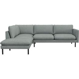 FLEXLUX Ecksofa &raquo;Bolzano Designsofa, bequem durch Kaltschaum im Sitz, L-Form&laquo; lose Sitz -& R&uuml;ckenkissen, hohe F&uuml;&szlig;e blau 62% Polyester, 17% Cotton, 14%